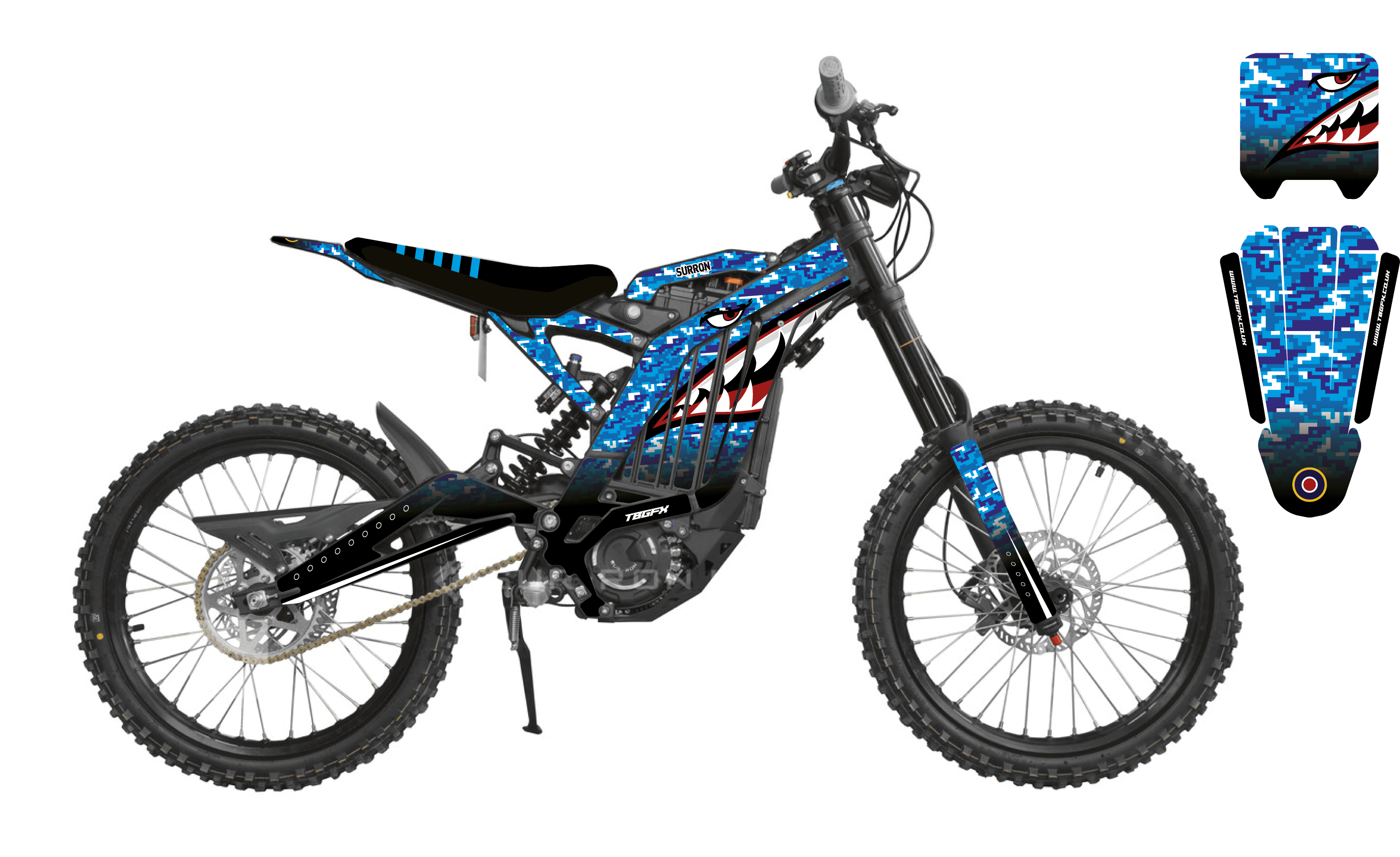 Surron 'BOMBER' Blue Graphics Kit – TB Graphics LTD