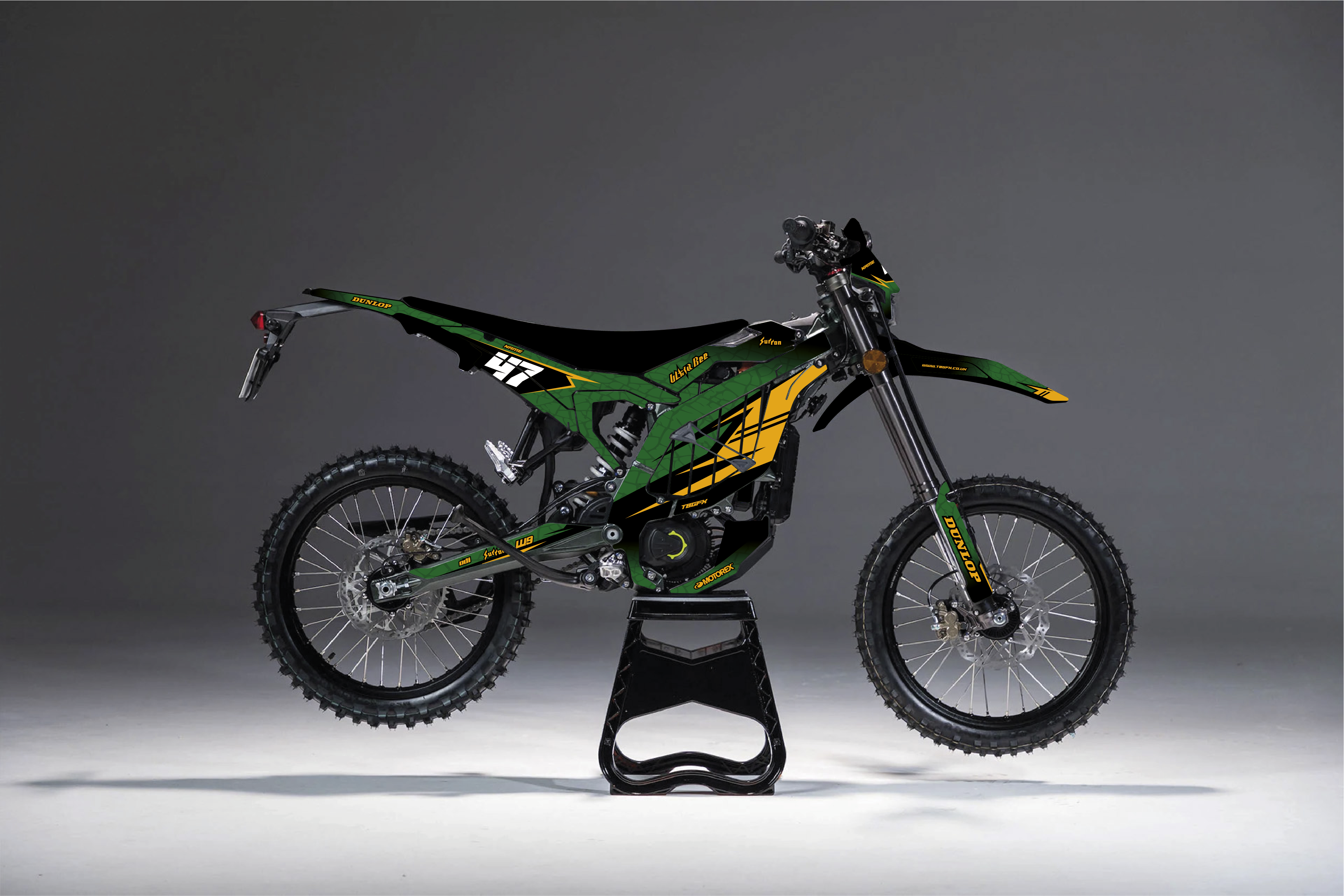 Surron Ultra Bee 'Race' Emerald/Burnt Yellow Graphics Kit – TB Graphics LTD