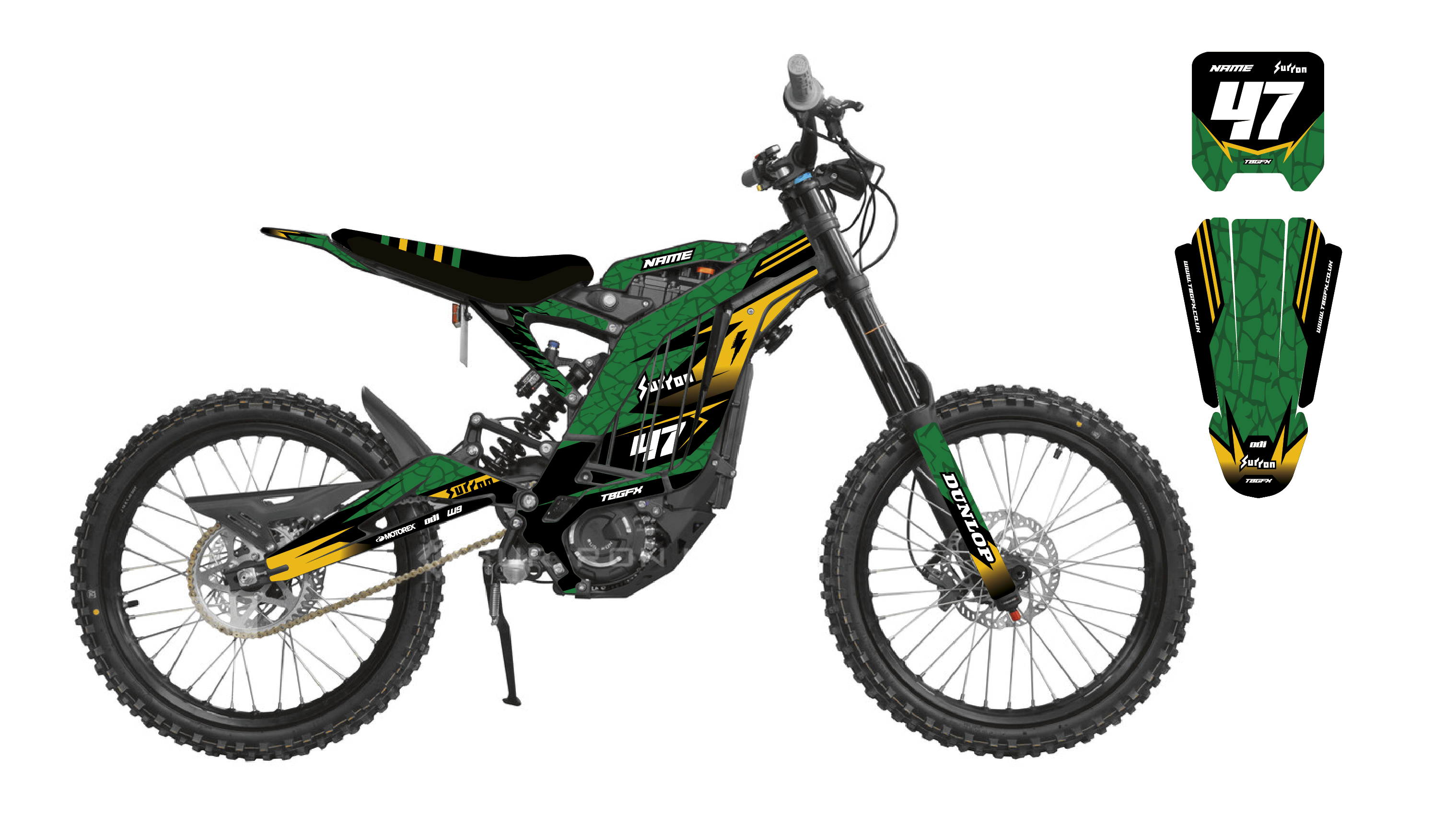 Surron 'ERODED RACE' EMERALD GREEN / BURNT YELLOW Graphics Kit – TB ...