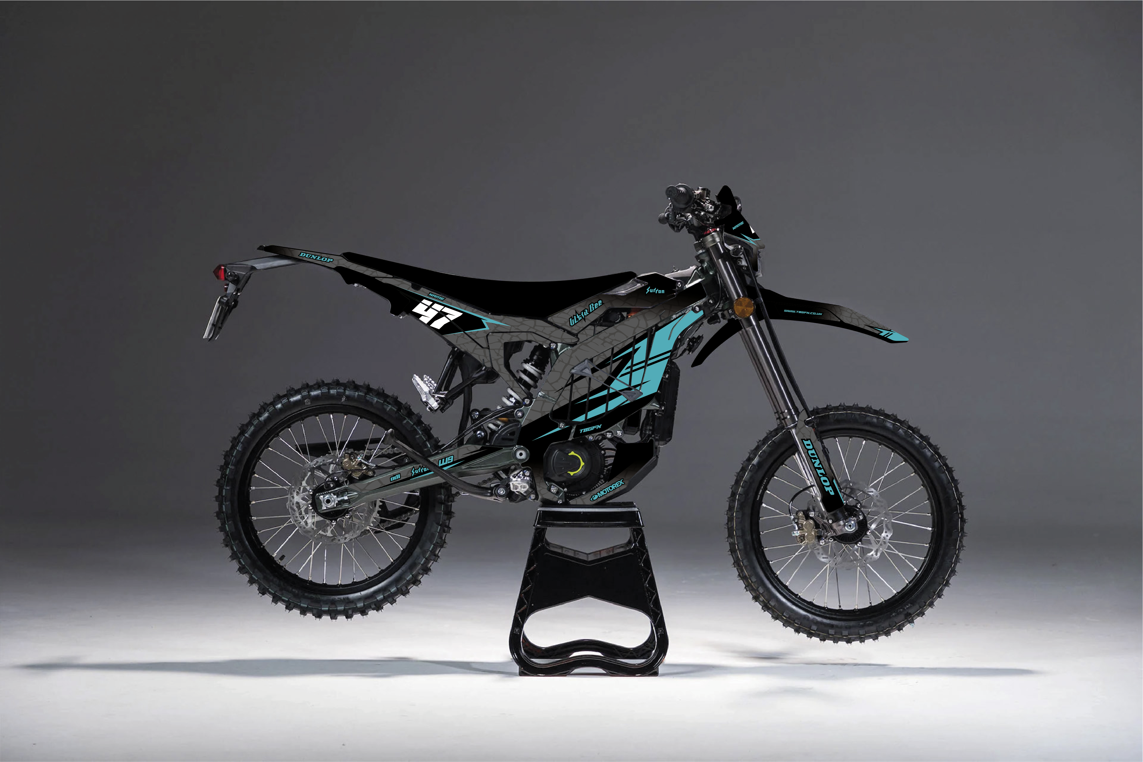 Surron Ultra Bee 'Race' Grey/Teal Graphics Kit – TB Graphics LTD