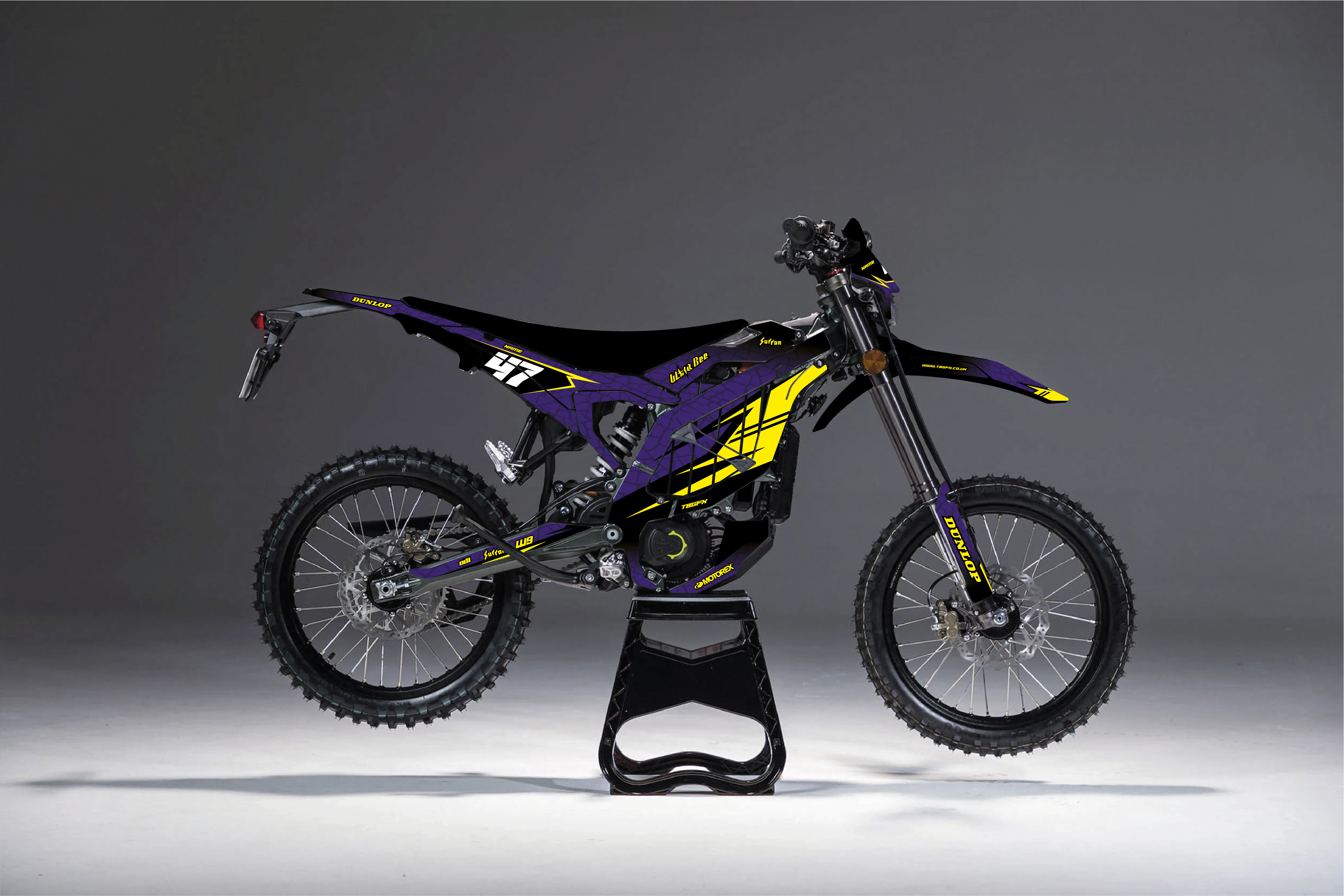 Surron Ultra Bee 'Race' Purple/Yellow Graphics Kit – TB Graphics LTD