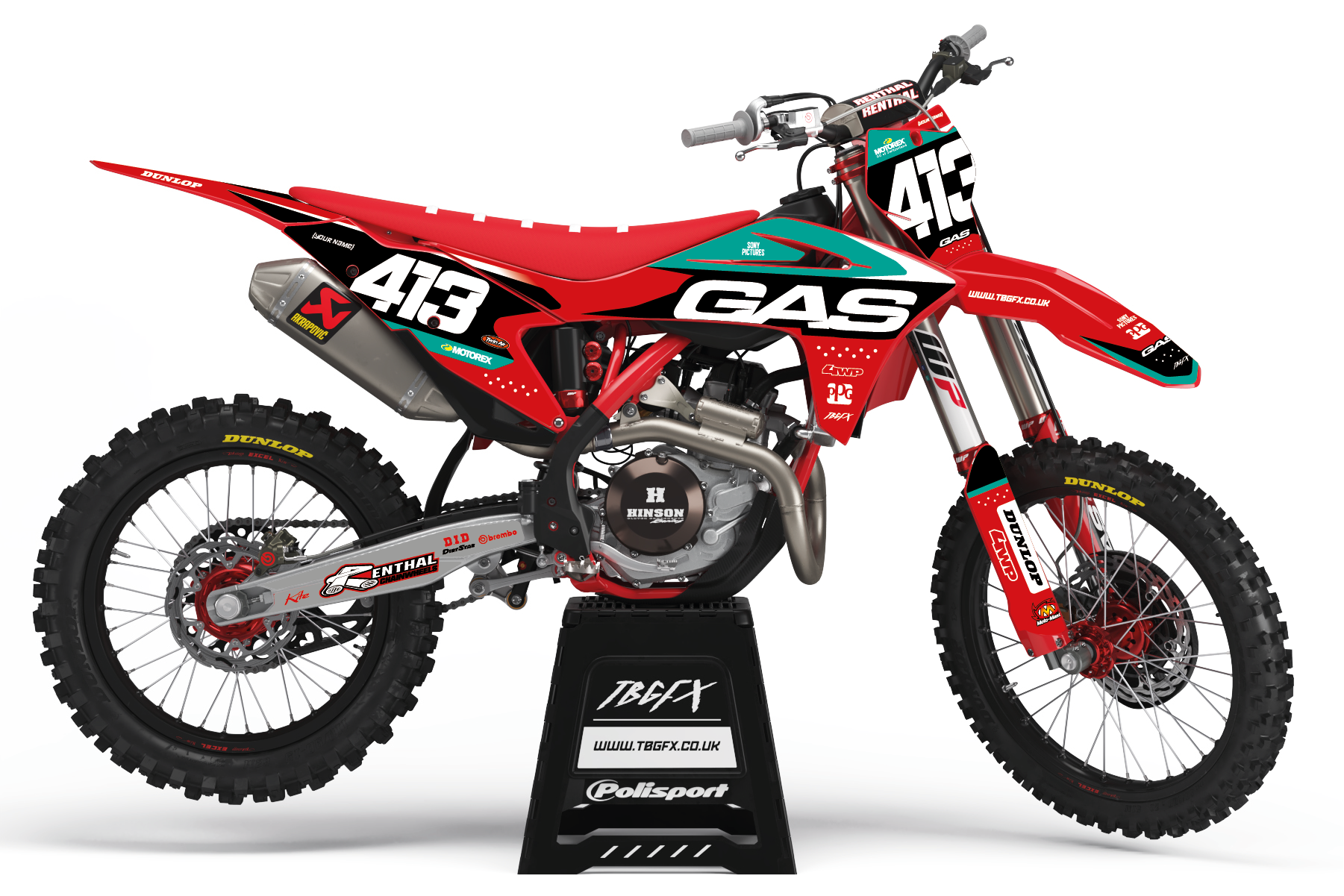 GasGas 'LEADER' RED/TEAL Graphics Kit – TB Graphics LTD