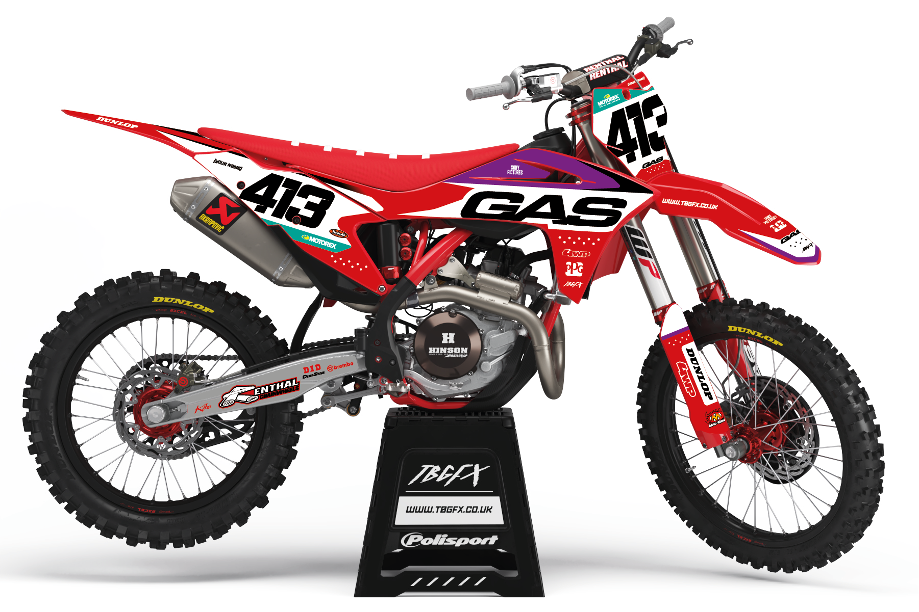 GasGas 'LEADER' RED/PURPLE Graphics Kit – TB Graphics LTD