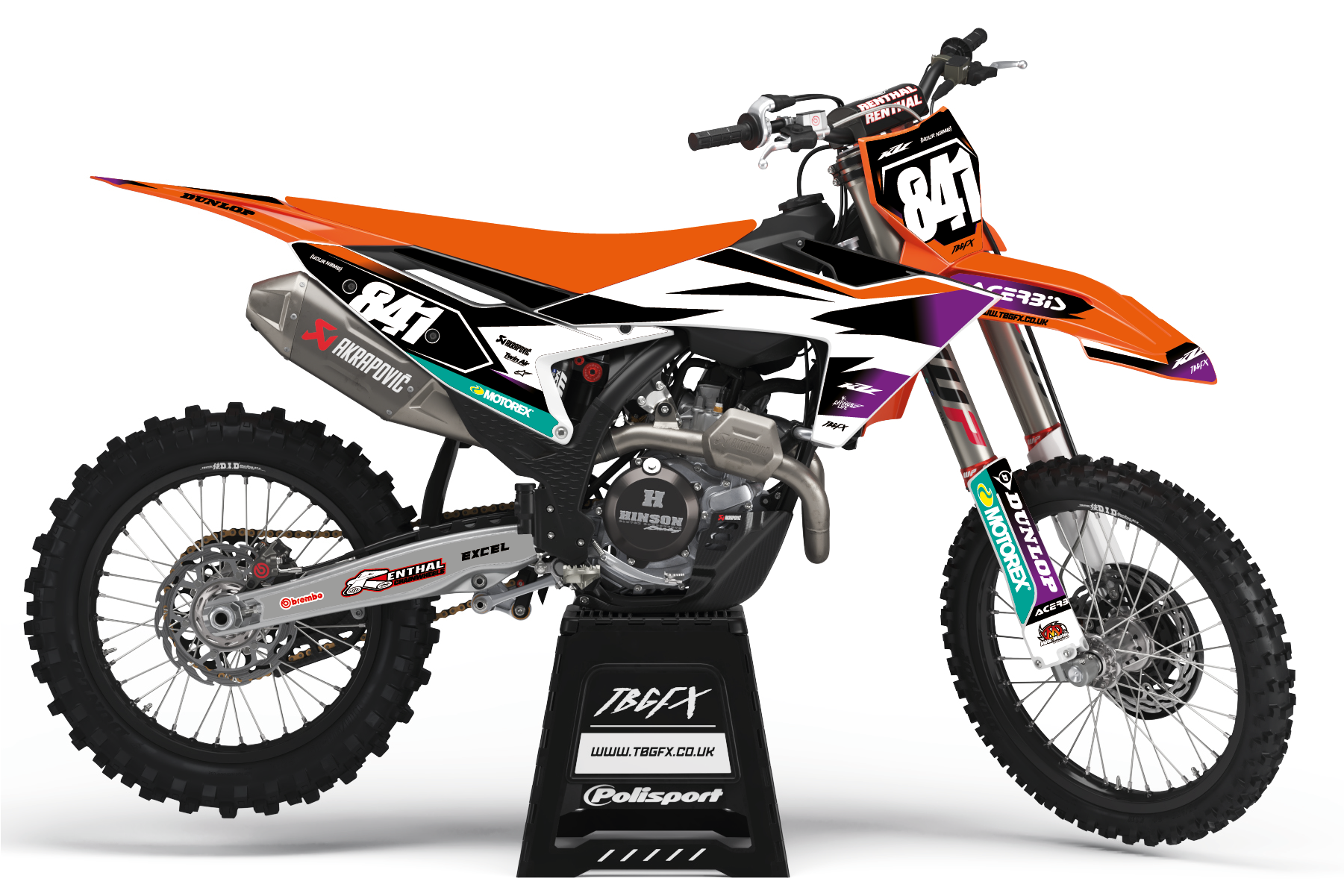 KTM 'FACTORY 24' ORANGE/PURPLE Graphics Kit – TB Graphics LTD
