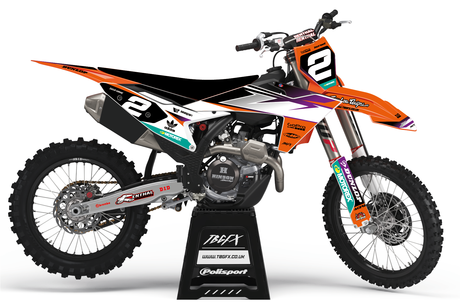 KTM 'RACER' ORANGE/PURPLE Graphics Kit – TB Graphics LTD