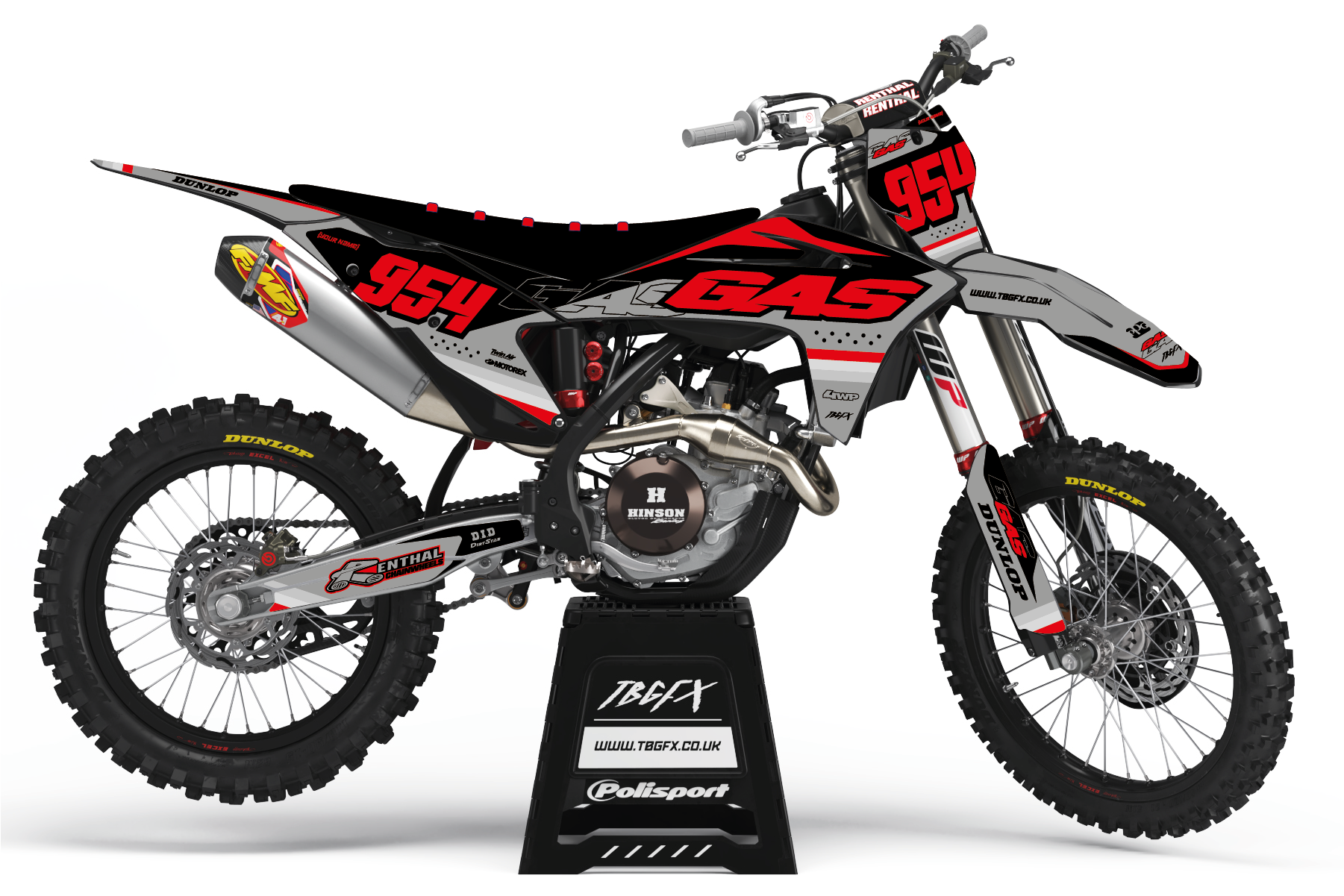 GasGas 'SHADOW' NARDO/RED Graphics Kit – TB Graphics LTD