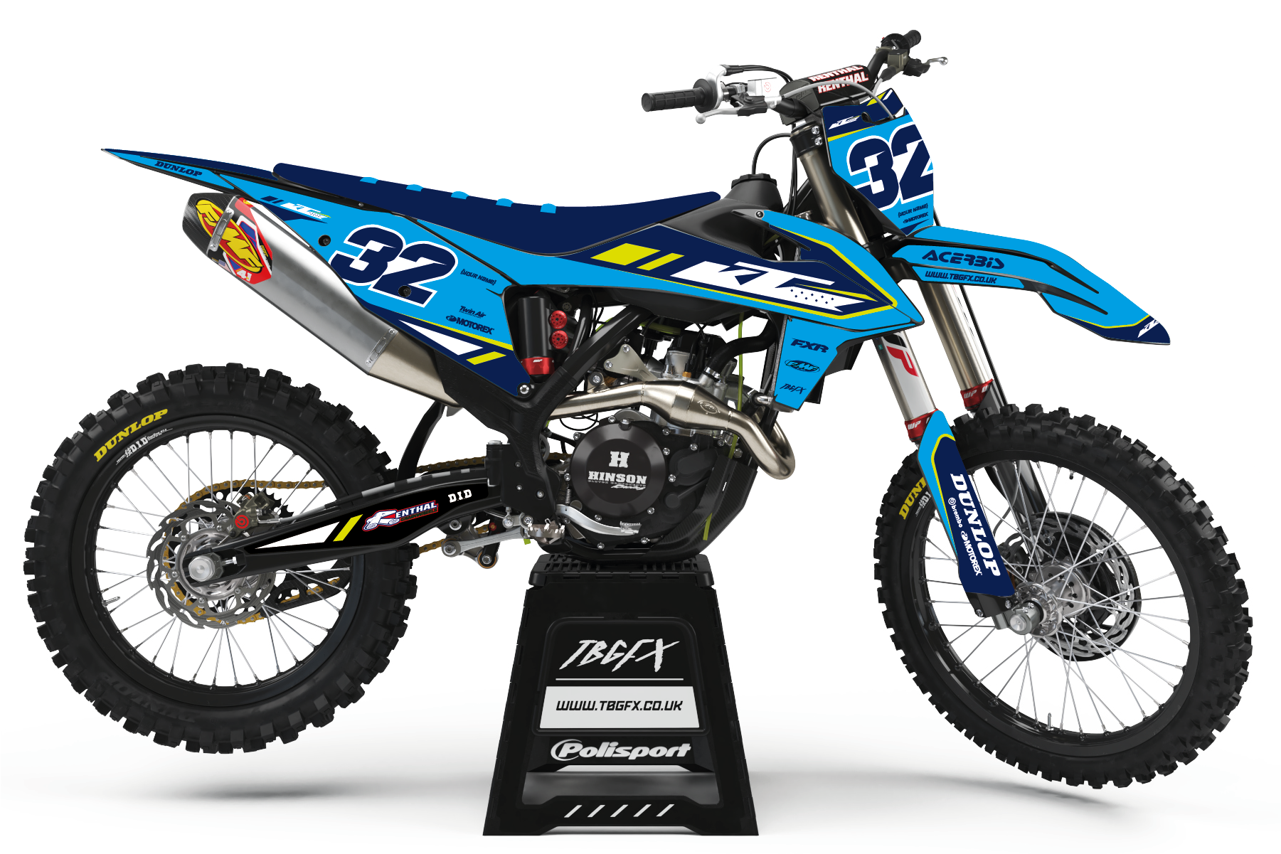 KTM 'PURE' CYAN/NAVY Graphics Kit – TB Graphics LTD