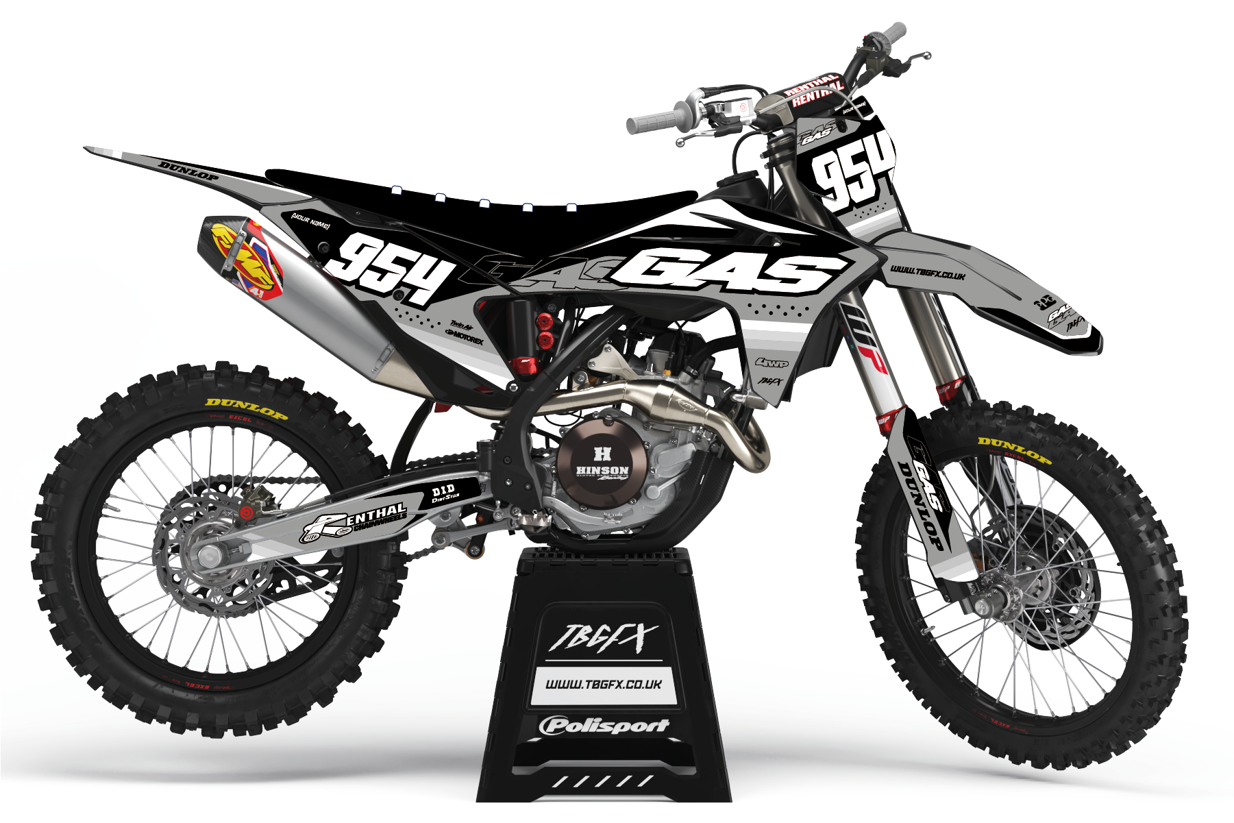 GasGas 'SHADOW' NARDO/BLACK Graphics Kit – TB Graphics LTD