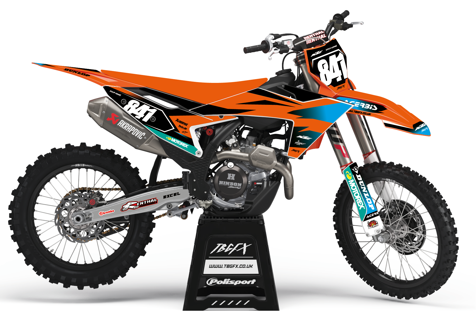 KTM 'FACTORY 24' ORANGE/CYAN Graphics Kit – TB Graphics LTD