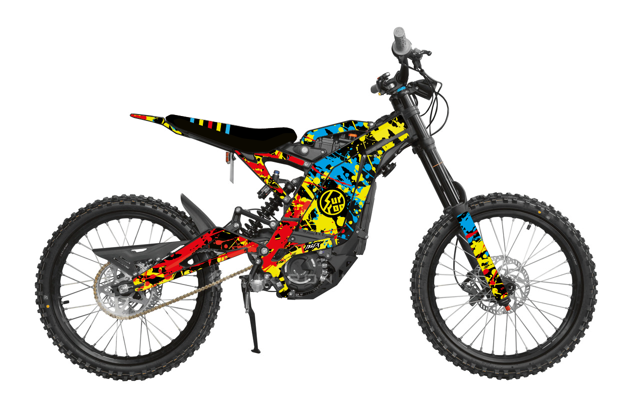 Surron 'SPLATTER' BLUE/RED/YELLOW Graphics Kit – TB Graphics LTD