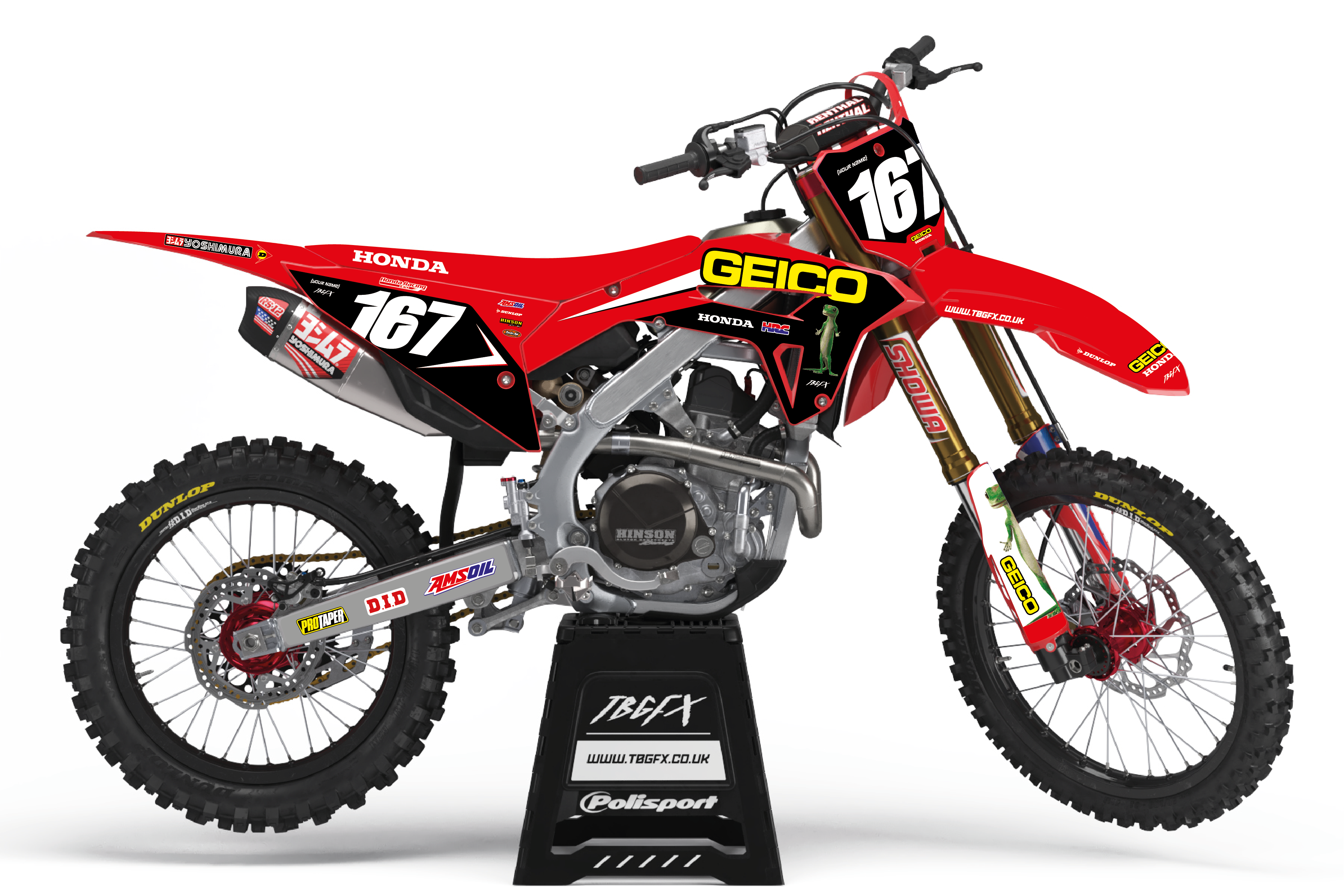 Honda "GEICO" RED Graphics Kit – TB Graphics LTD