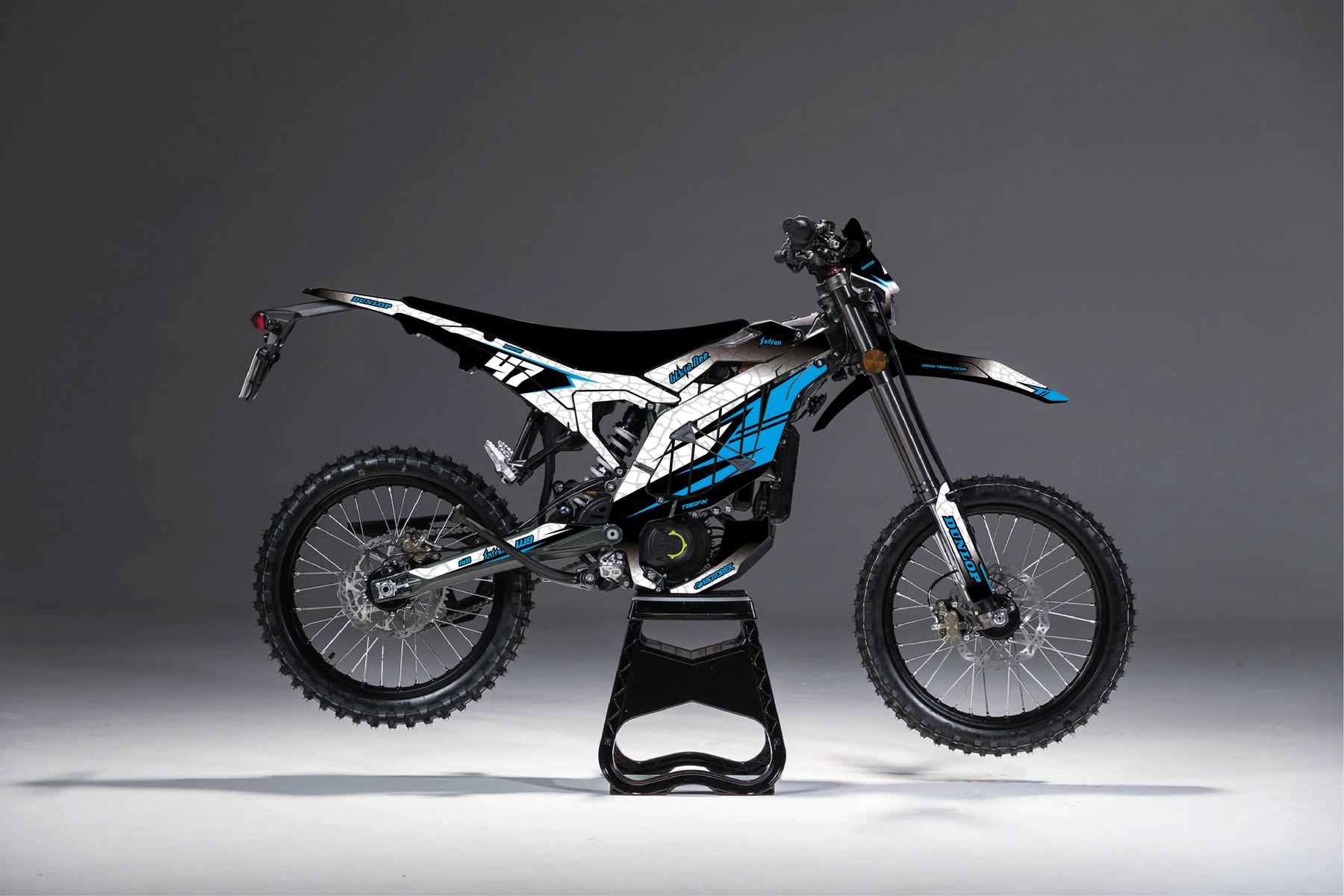 Surron Ultra Bee 'Race' White/Cyan Graphics Kit – TB Graphics LTD